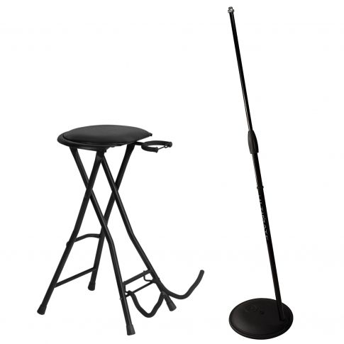 On-Stage Stands DT7500 Guitarist Stool with Fixed Mic Stand | IDJNOW